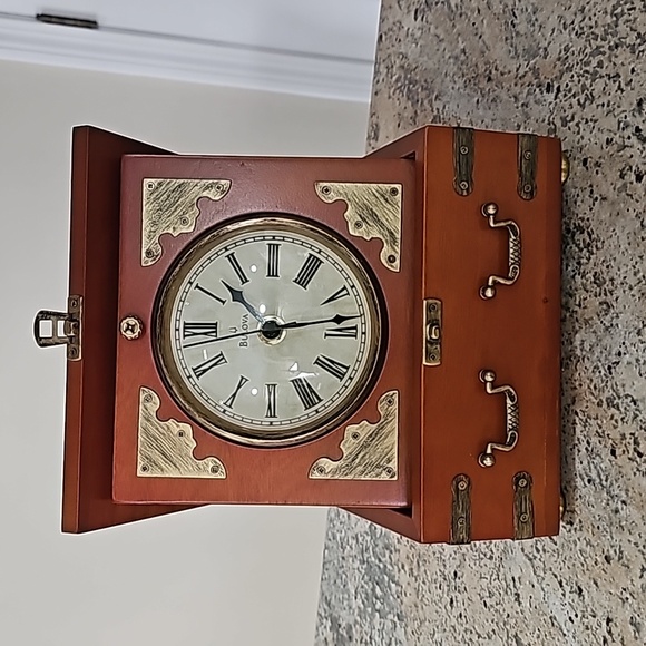 Bulova | Office | Clock By Bulova In Looks Like Wood Case That Folds ...